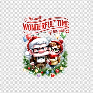 Cute Santa Carl and Ellie Christmas PNG, up Movie Clipart PNG Most ...