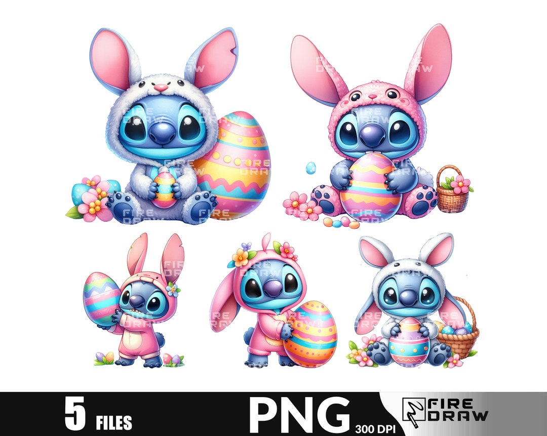 Stitch Easter PNG Bundle, Stitch With Easter Eggs Shirt Design Png File ...