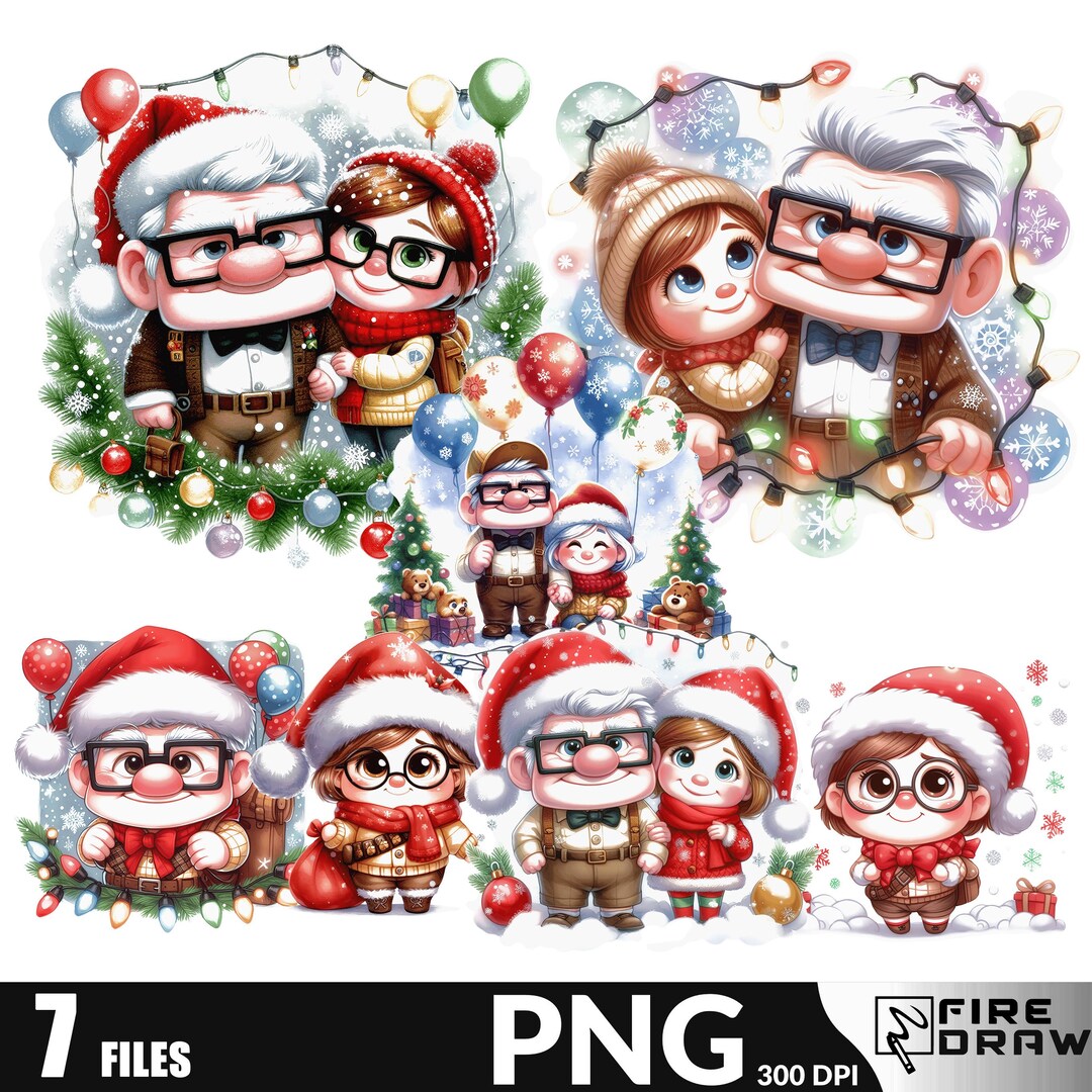 Santa Carl and Ellie Christmas PNG Clipart: up Movie (digital Download ...