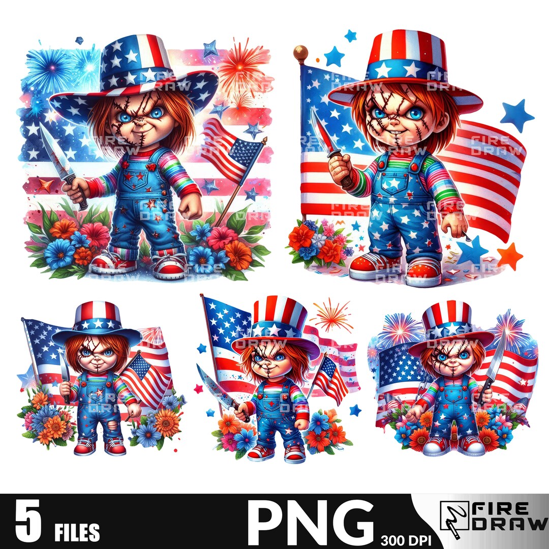Horror Movie Character 4th of July Png File, Scary Movie PNG, Funny 4th ...