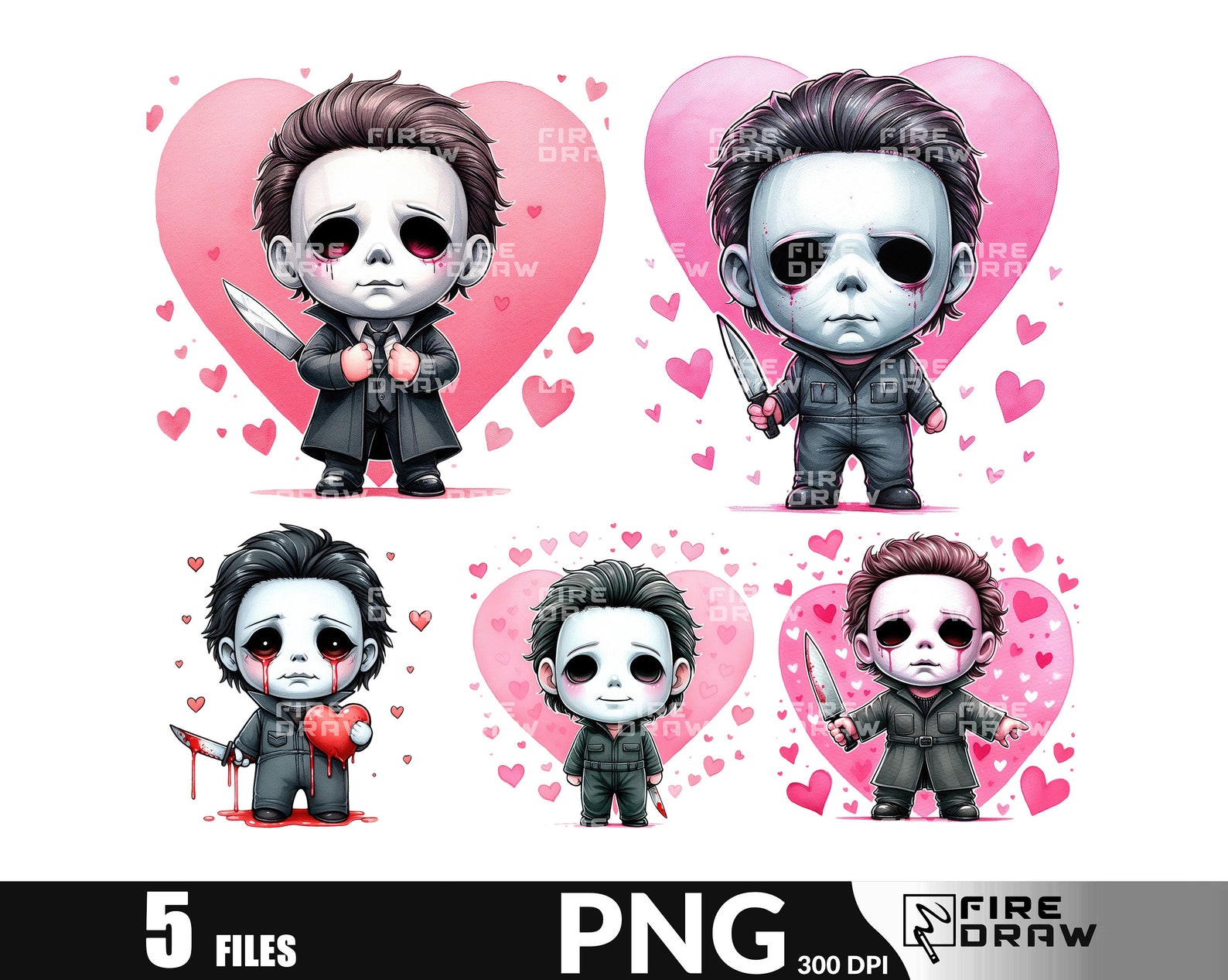 Horror Valentine PNG Designs for Valentine Love T-shirts, Stickers Png ...