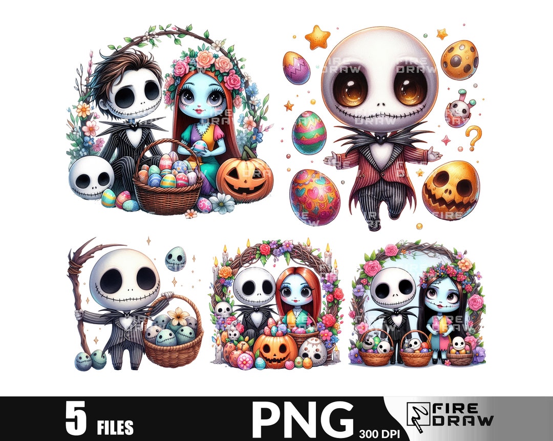 Jack and Sally Easter Eggs Png File, Nightmare Before Christmas Easter ...