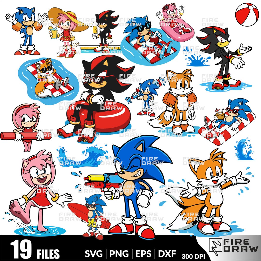 Sonic the Hedgehog Summer Birthday Pool Party SVG & PNG | Shadow ...