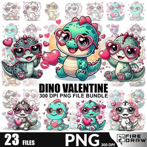 Valentine's Day T-rex Clipart Bundle, Cute Dino Love Png, Dinosaur Love ...