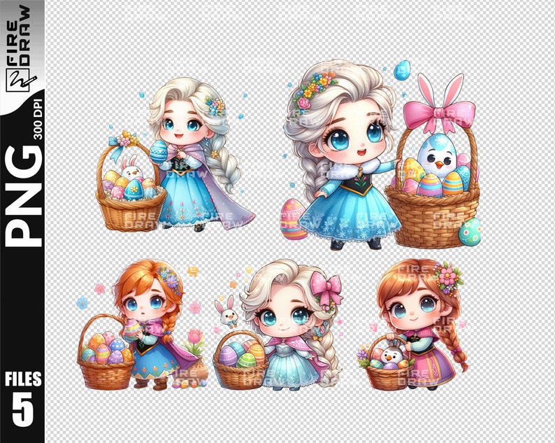 Easter Anna and Elsa PNG Bundle: Retro Shirt Design (digital Download ...