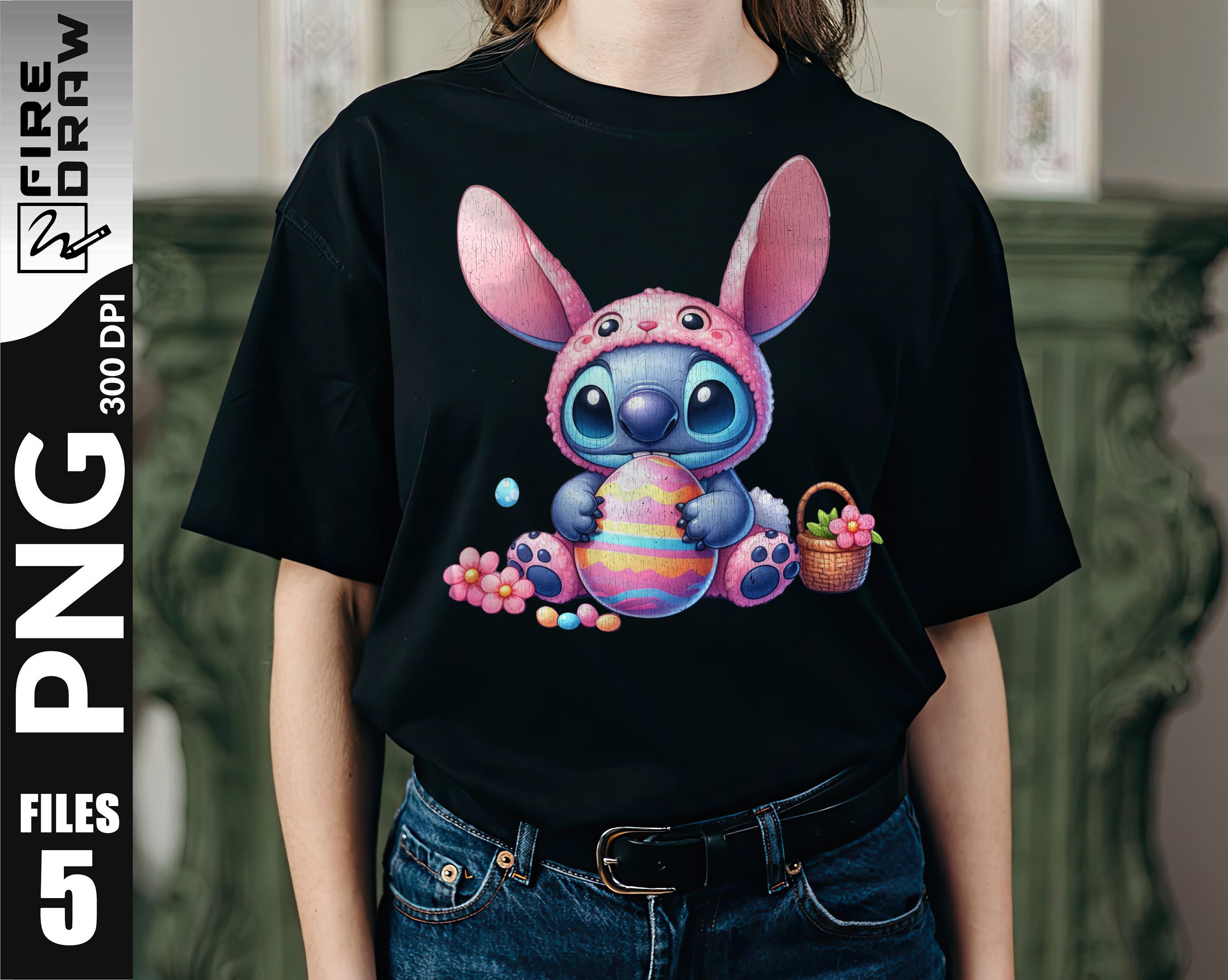 Stitch Easter PNG Bundle, Stitch With Easter Eggs Shirt Design Png File ...