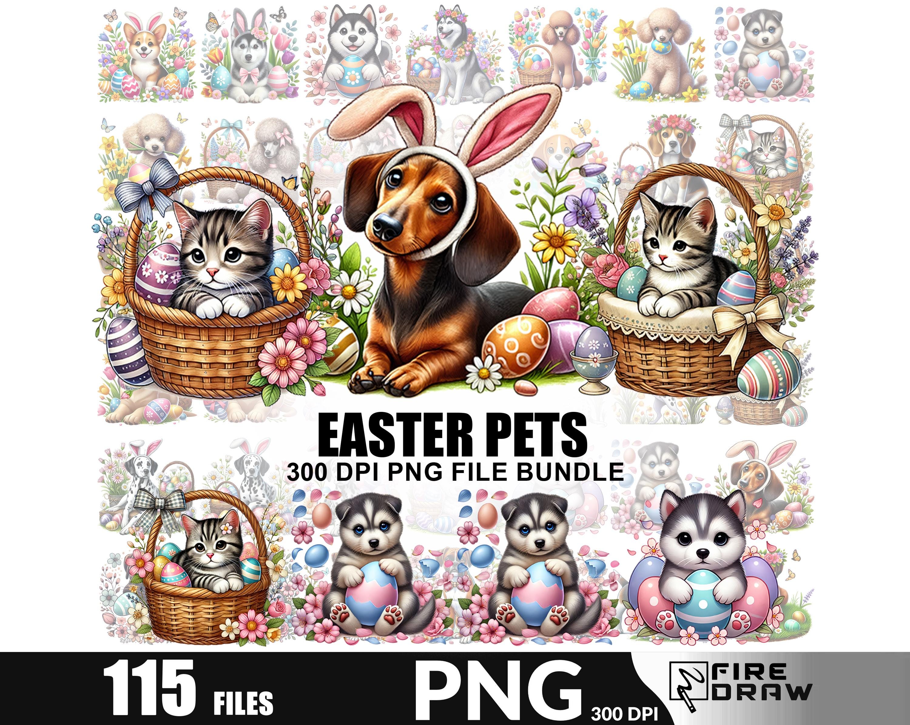 Easter All Dogs Types Png Bundle, Cute Easter Puppy Illustration ...