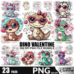 Valentine's Day T-rex Clipart Bundle, Cute Dino Love Png, Dinosaur Love ...