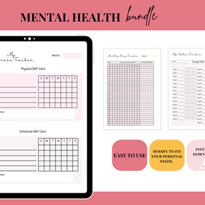 Ultimate Mental Health Habit Tracker Bundle Editable Canva Template ...