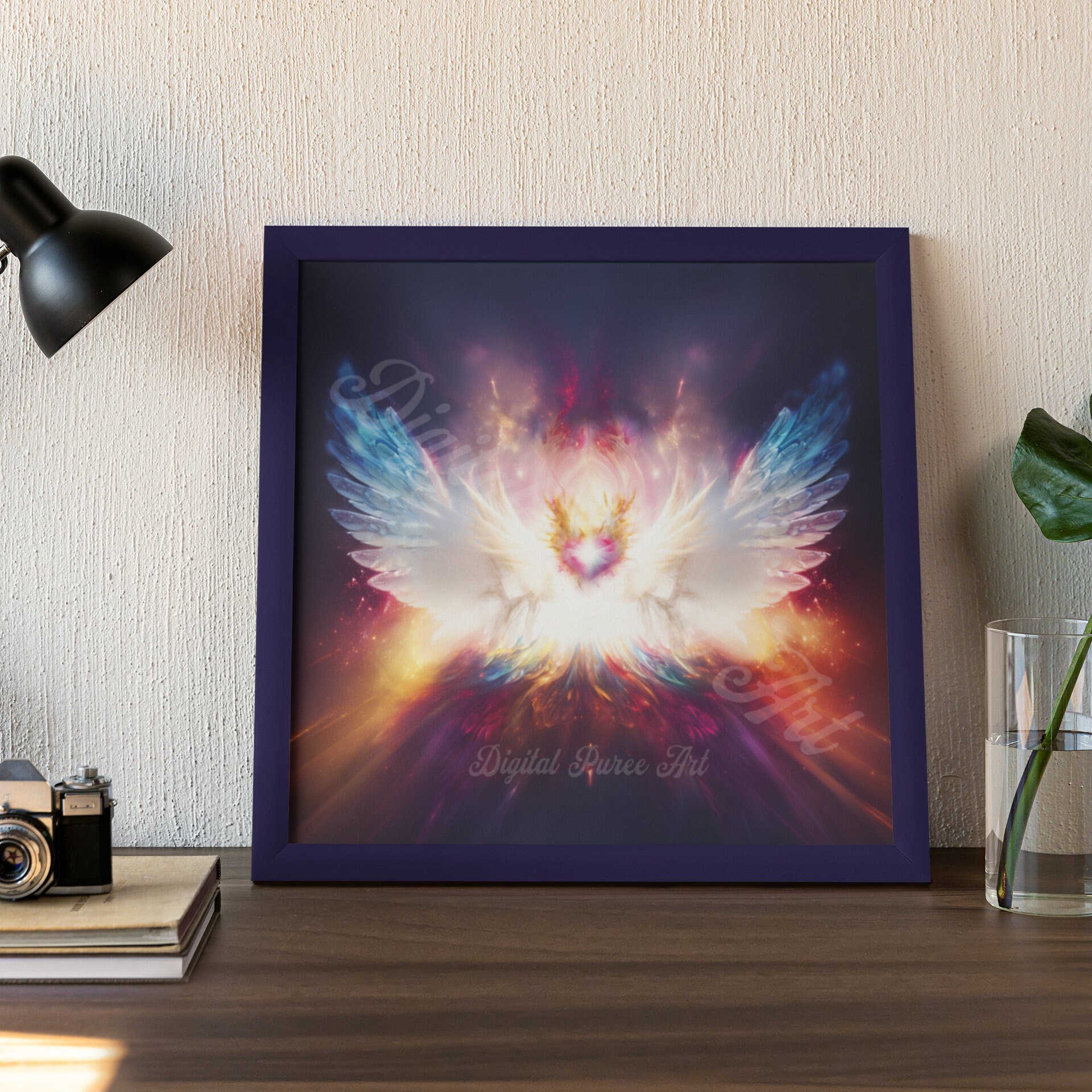 Divine Angel Heart, Beautiful Colourful Spiritual Art Print, Angelic ...