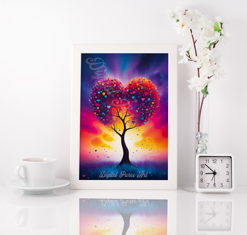 Tree of Love and Hearts, Beautiful Spiritual Wall Art, Love and Cosmic ...