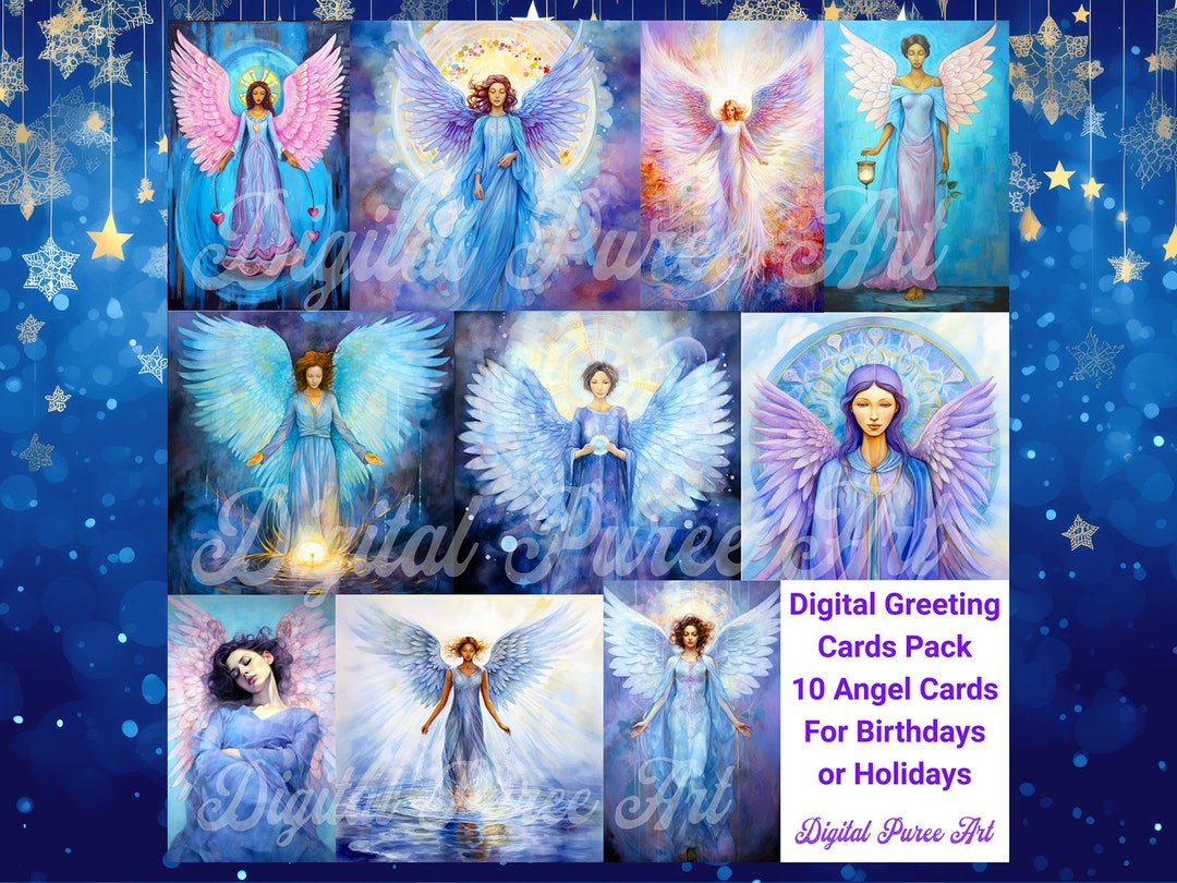 Angel Greeting Card Pack, 10 Beautiful Angelic Card Art, Perfect for ...
