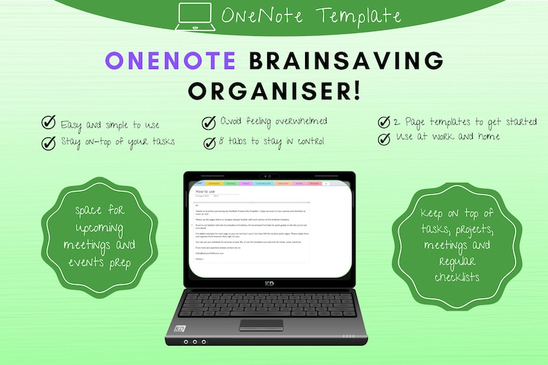 Onenote Productivity Template | Digital Life Organiser | Brainsaving To ...