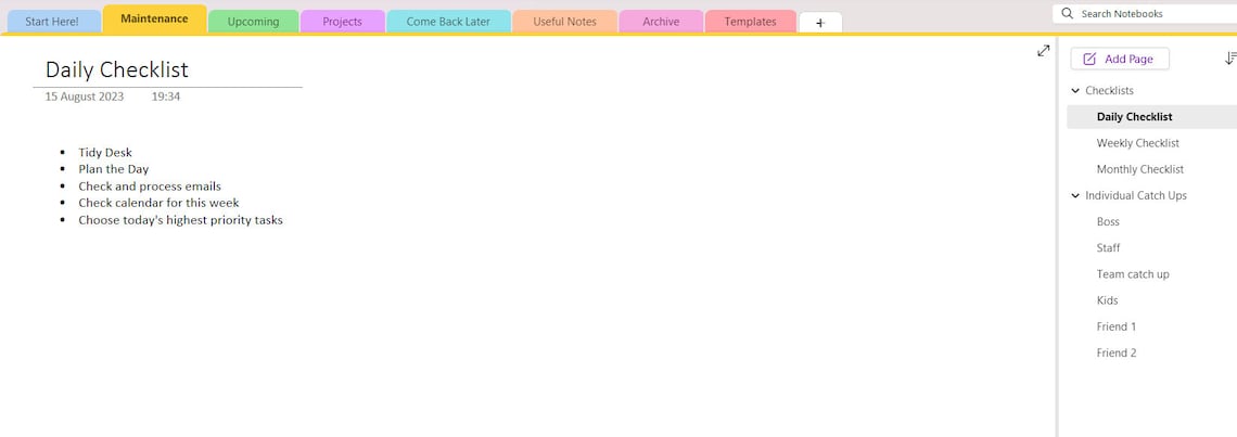 Onenote Productivity Template | Digital Life Organiser | Brainsaving To ...