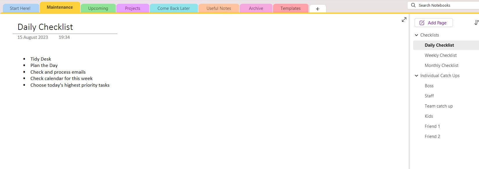 Onenote Productivity Template | Digital Life Organiser | Brainsaving To ...