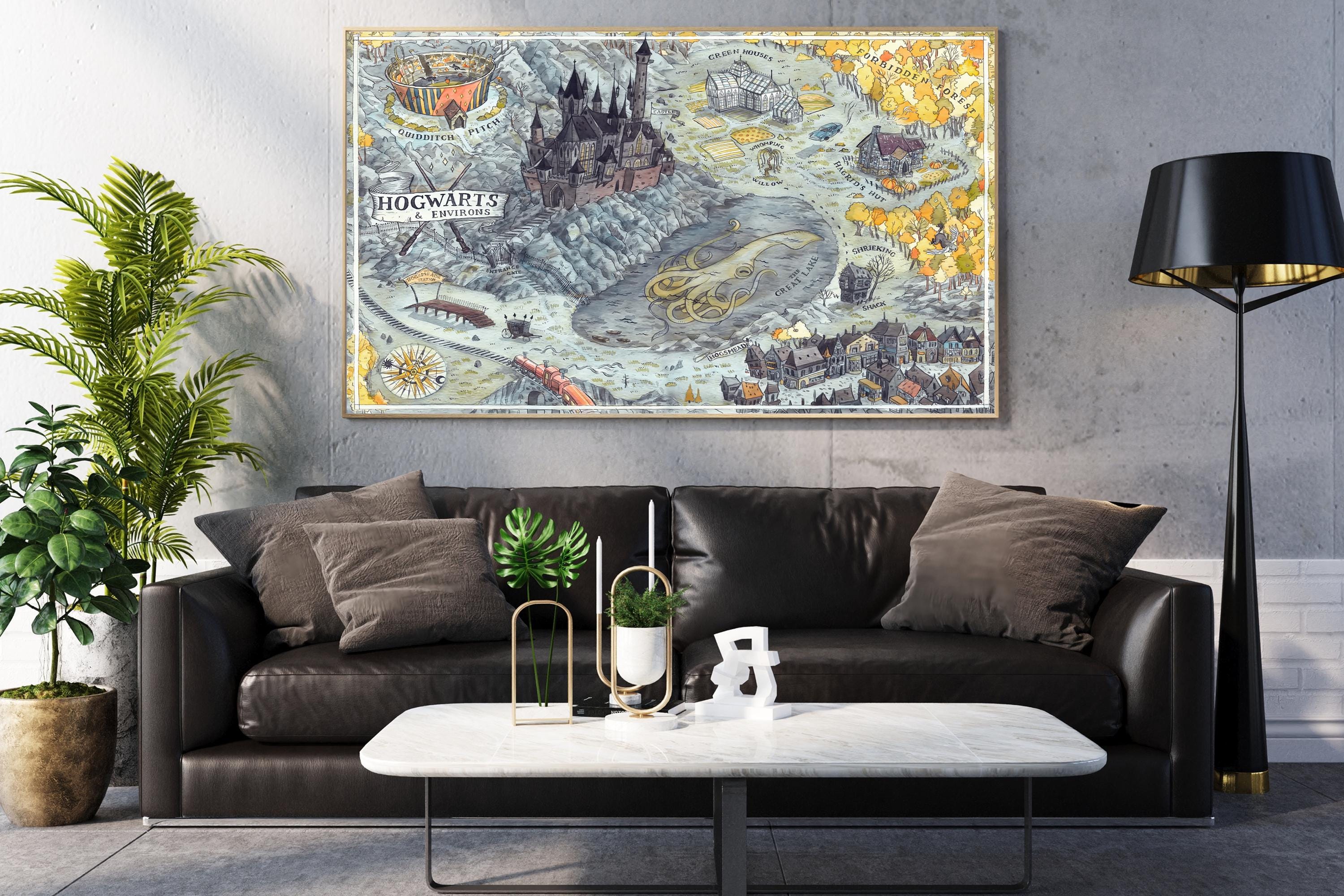 Wizarding School Map Poster: Fantasy Castle Watercolor Art (digital ...