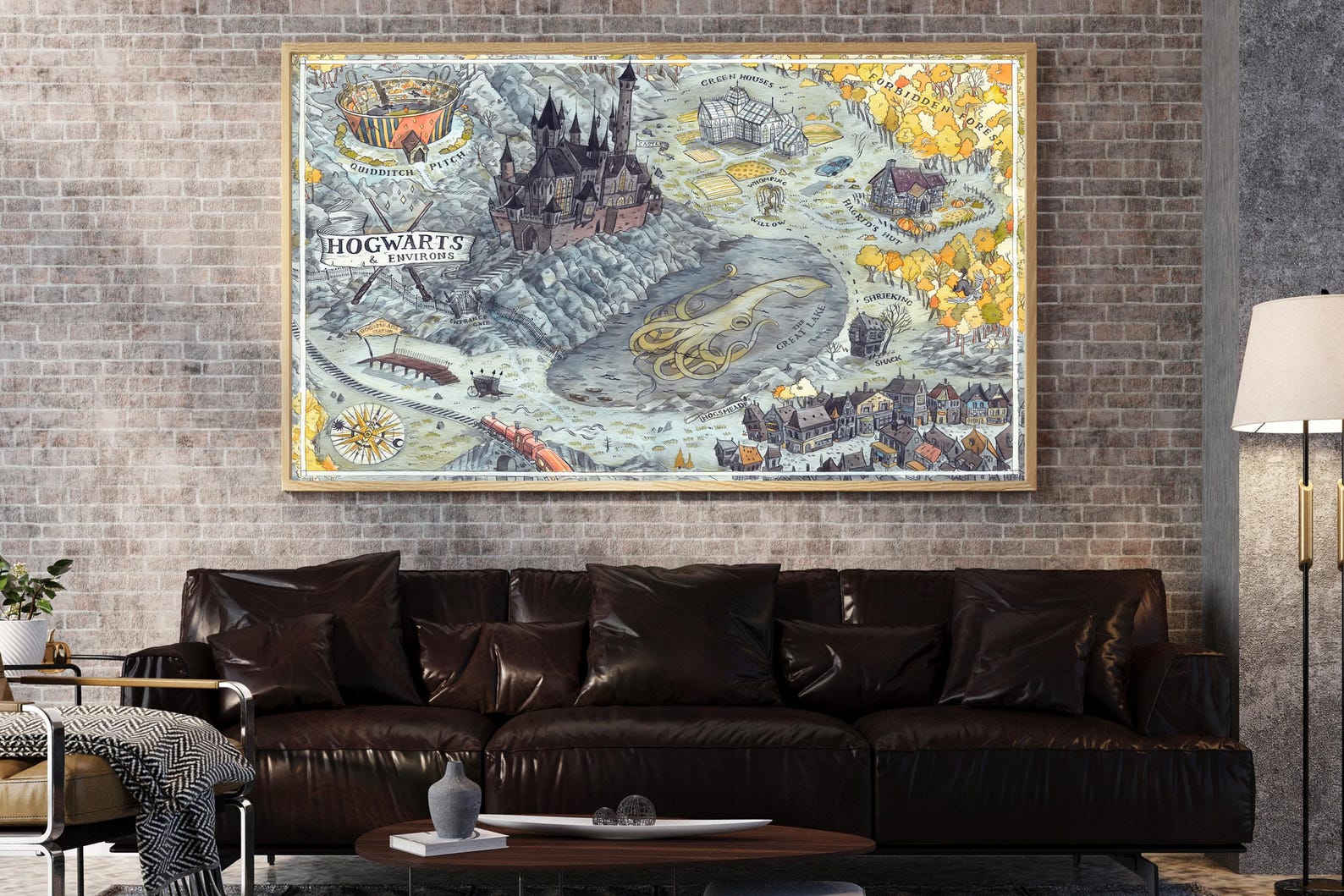 Wizarding School Map Poster: Fantasy Castle Watercolor Art (digital ...