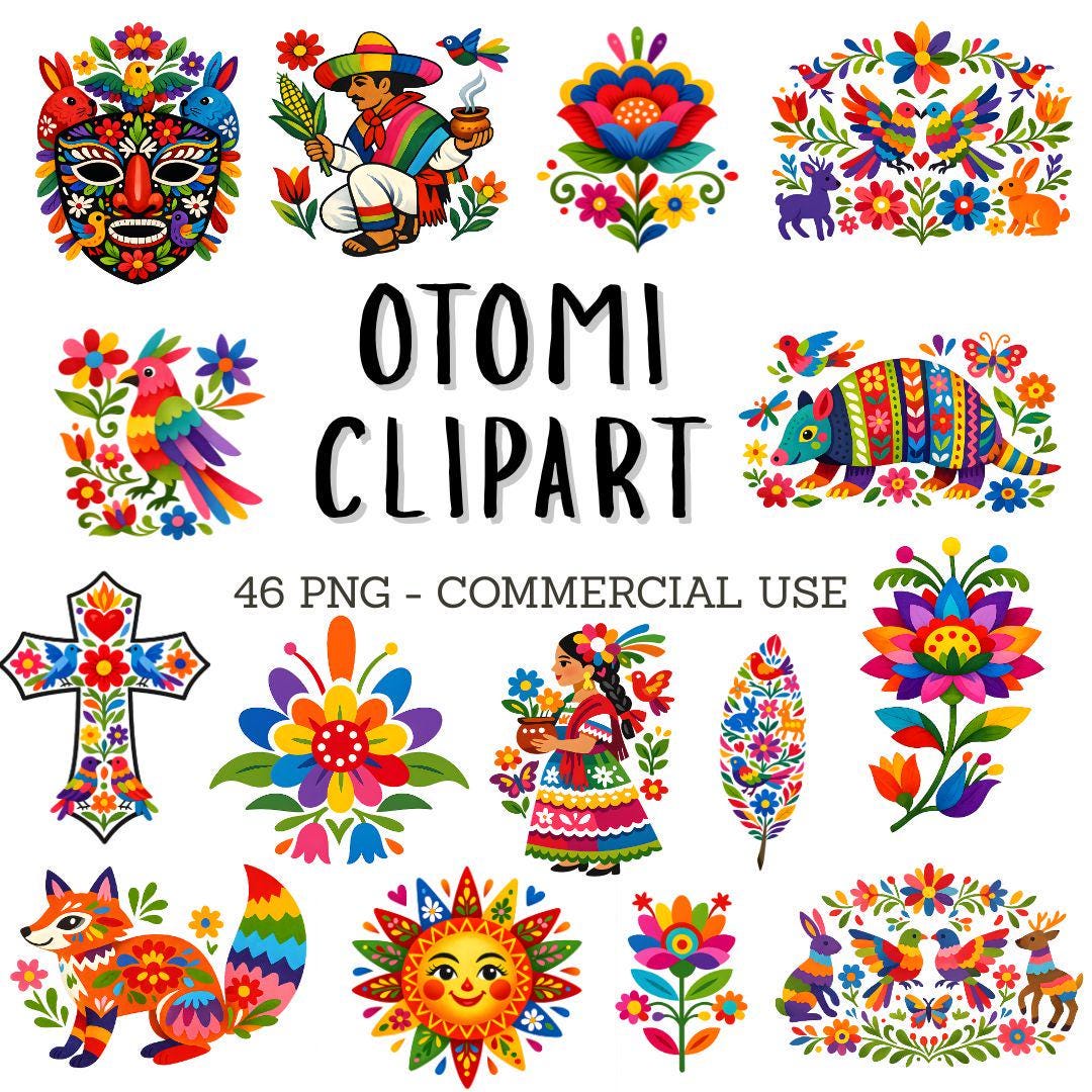 Otomi Mexian Clipart, 46 PNG, High Quality, Commercial Use, Folk Art ...