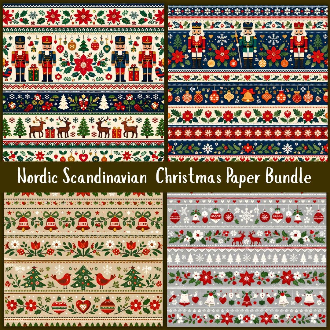 Nordic Scandinavian Christmas Paper Bundle - Etsy