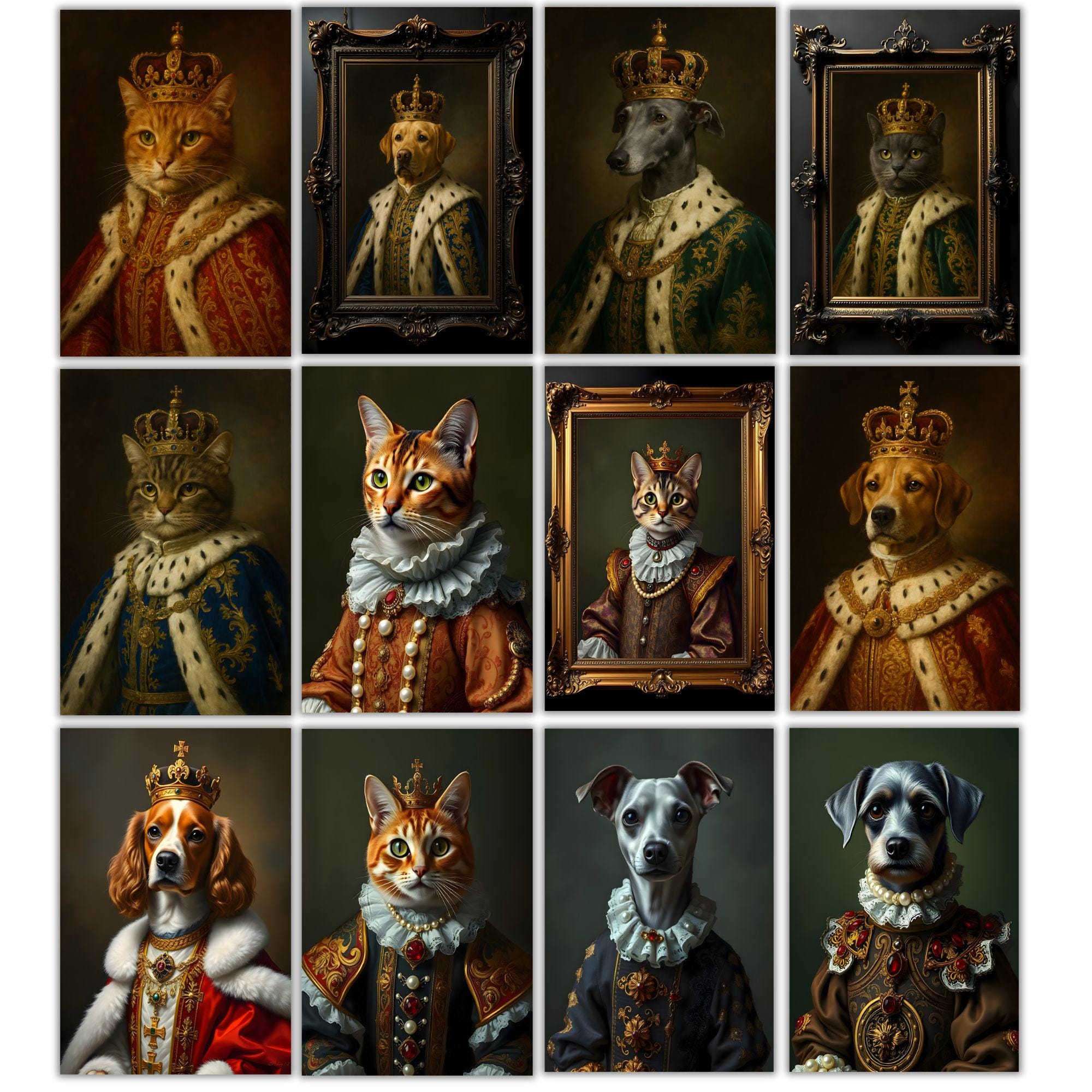 Regal Animal Royalty Portraits | Noble Pet King & Queen Digital Art ...