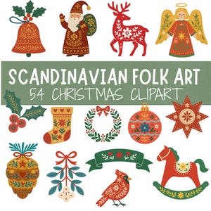 Scandinavian Folk Christmas Clipart Bundle – 54 PNG Designs With ...