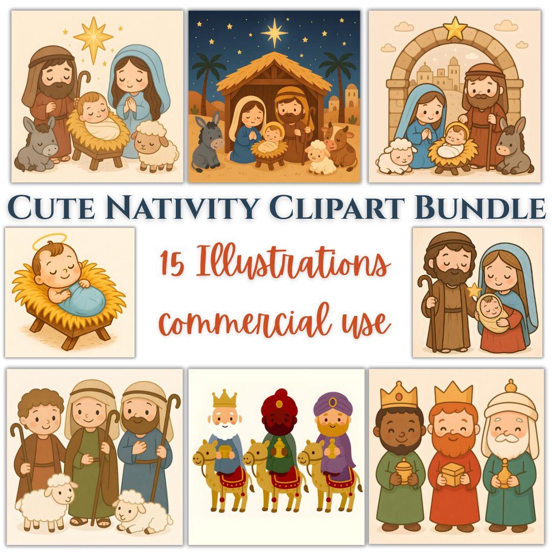 Nativity Clipart Collection! - Cute Nativity Clipart Set – 15 ...