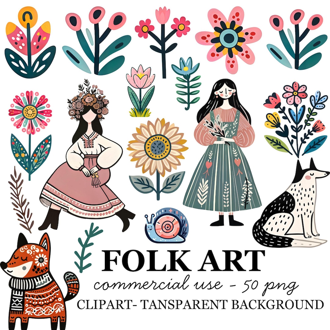 50 PNG Folk Art Clipart High-resolution PNG - Transparent Background ...