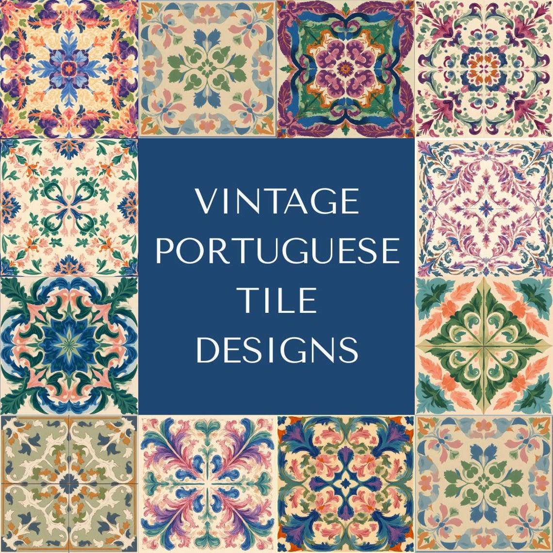 Vintage Portuguese Tile Designs – 30 High-resolution PNG Files (300dpi ...