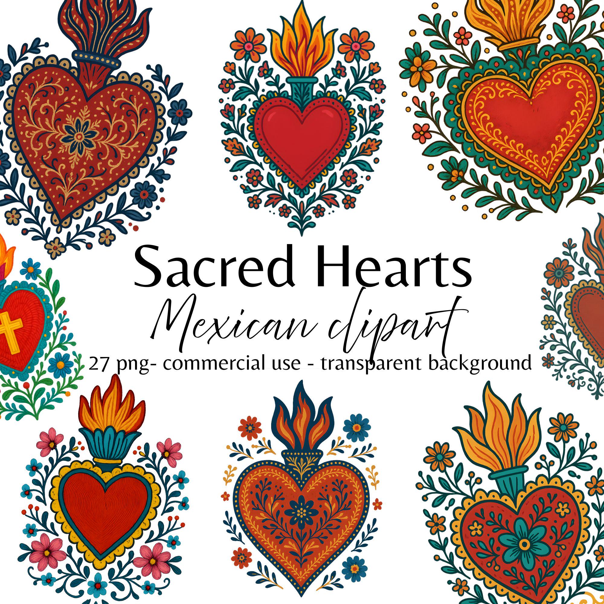 Sacred Hearts, Mexican Inspired Milagritos, 27 PNG, Commerical Use ...