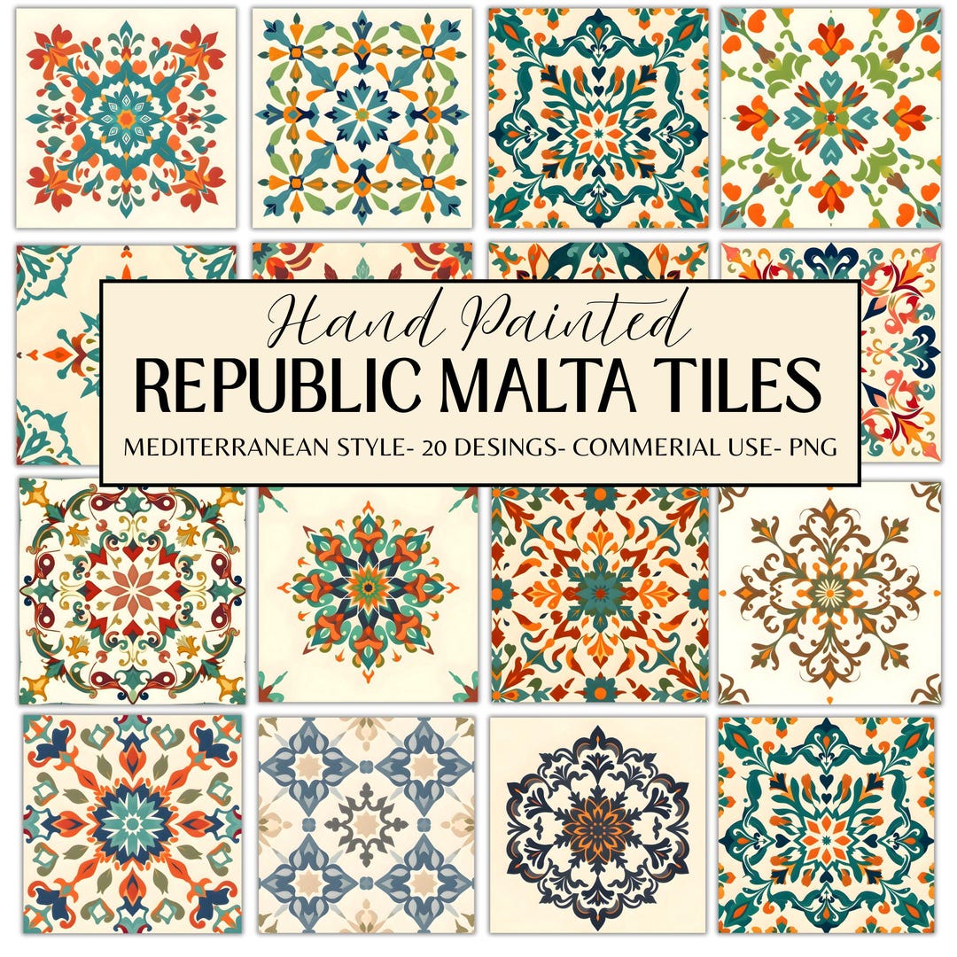 Republic Malta Tile Digital Bundle | 20 High-resolution Mediterranean ...