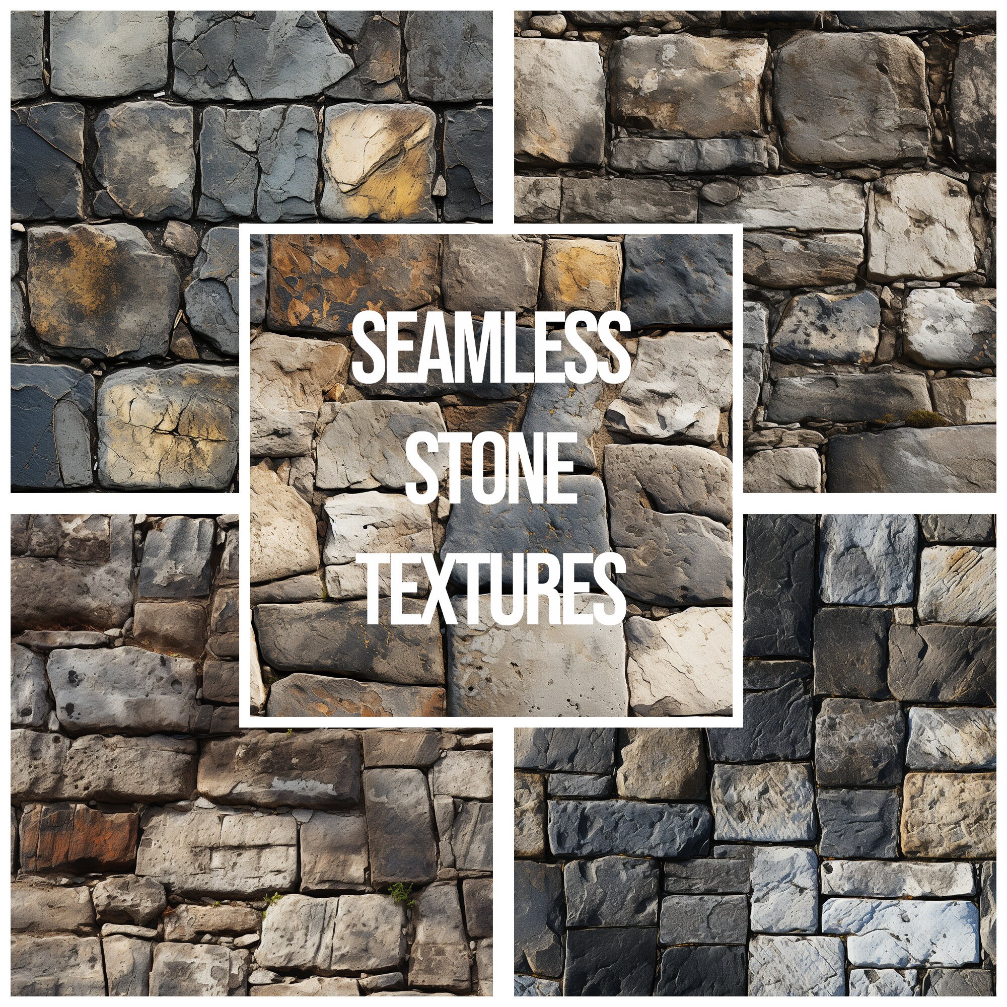5 Stone Textures Seamless Pattern Stone Pattern Stone - Etsy