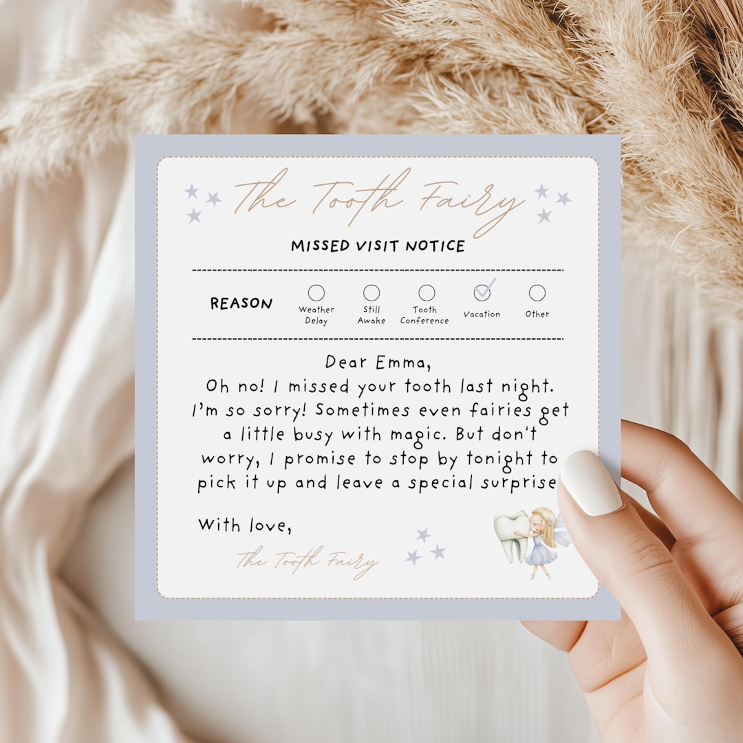 Tooth Fairy Apology Note, Printable Editable Letter, Sorry I'm Late ...