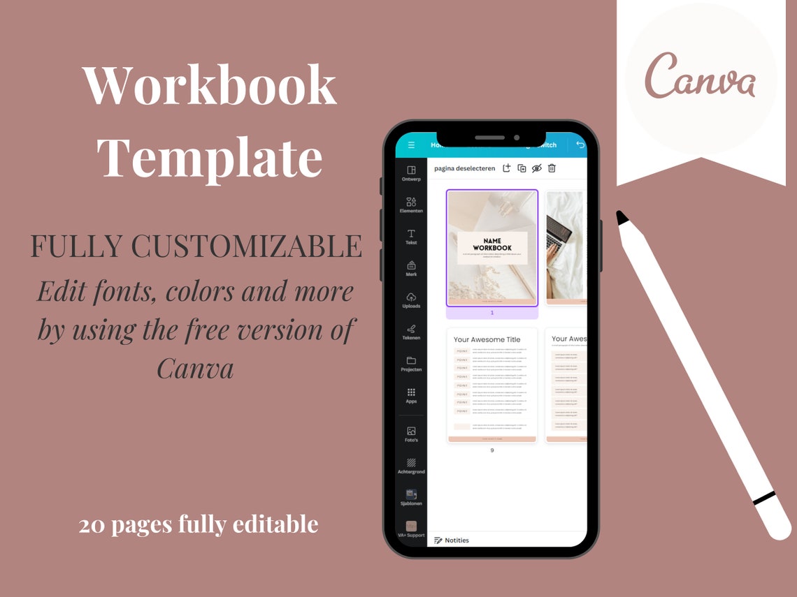 Editable Course Workbook Template, Workbook Canva Template, Lead Magnet ...