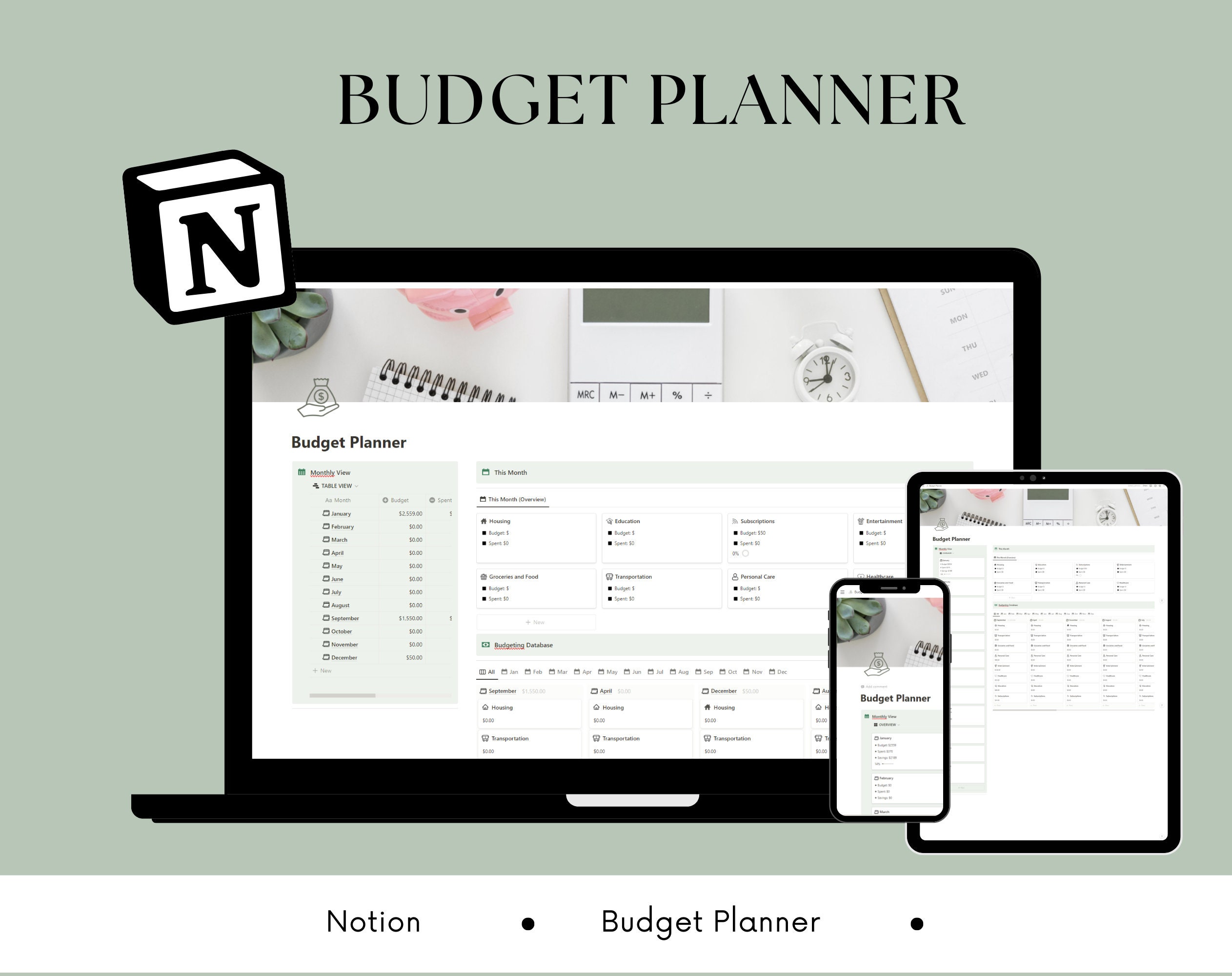 Notion Budget Planner, Notion Dashboard Template, Budget and Finance ...