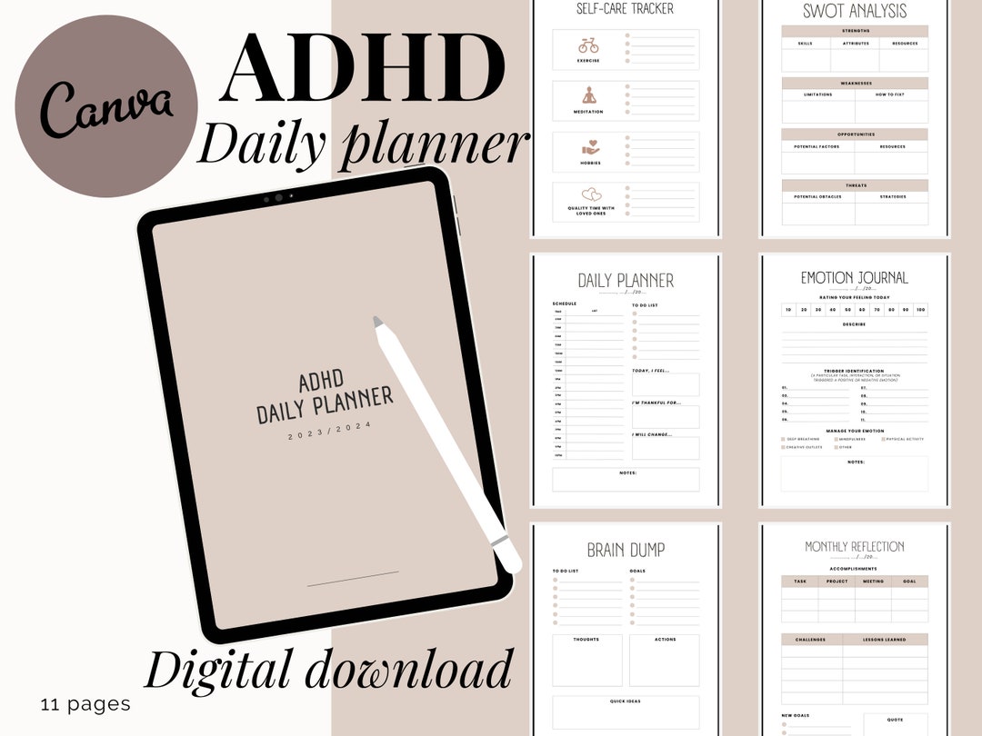 ADHD Daily Planner, ADHD Planner Printable, ADHD Productivity Planner ...