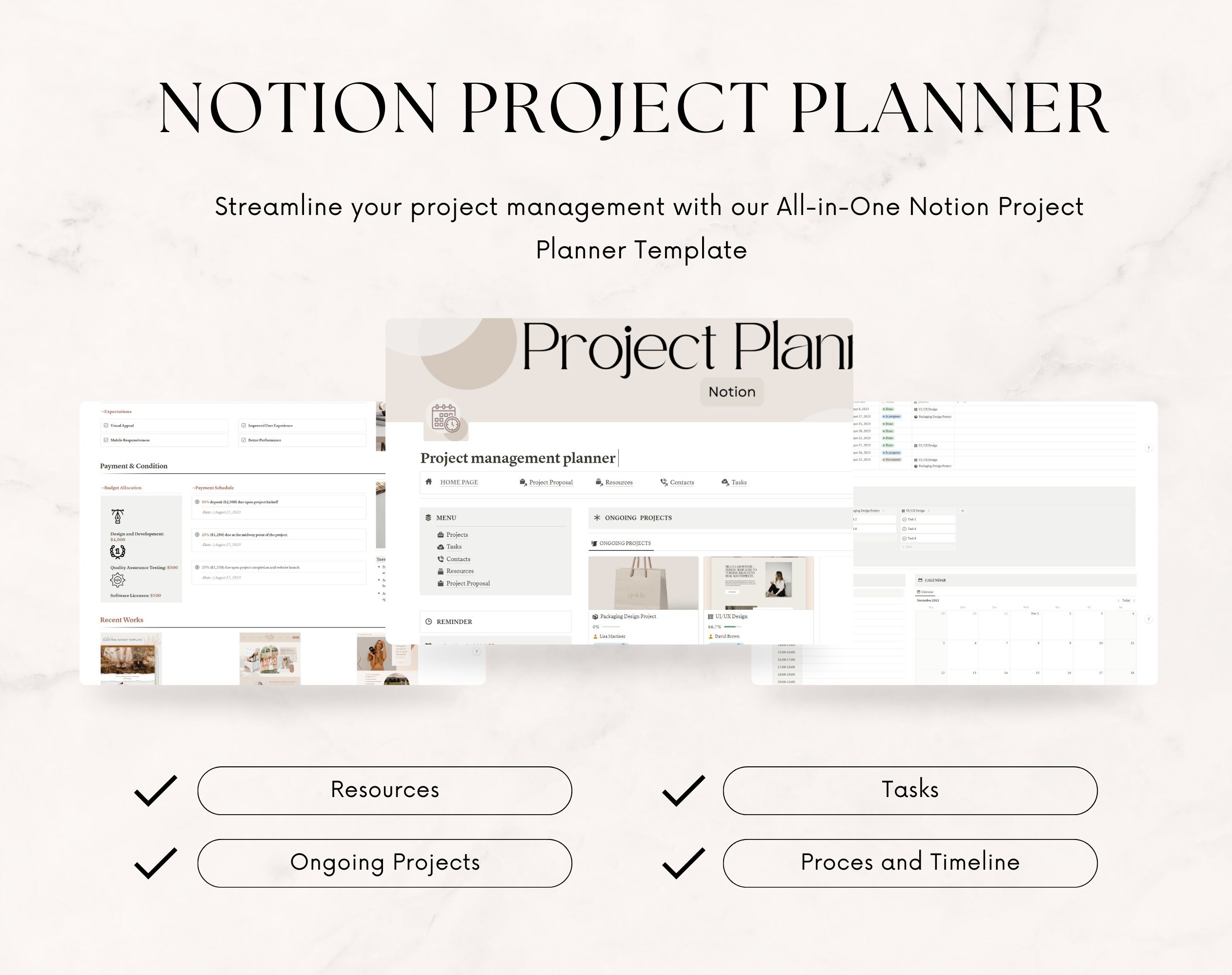 Notion Project Planner Dashboard Template, Notion Template, Notion All ...