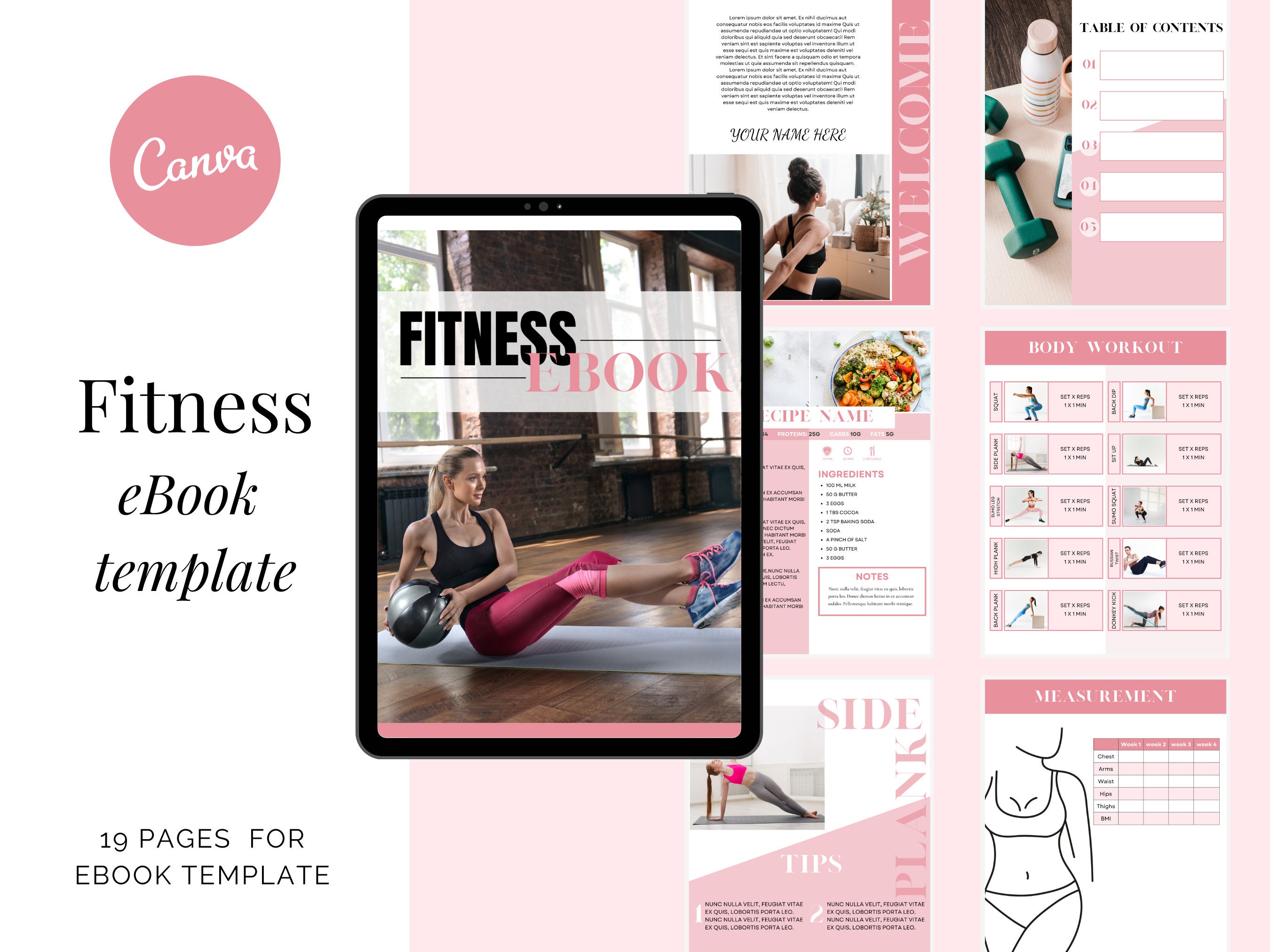 Fitness Program Template Canva | Fitness Ebook Template | Personal ...
