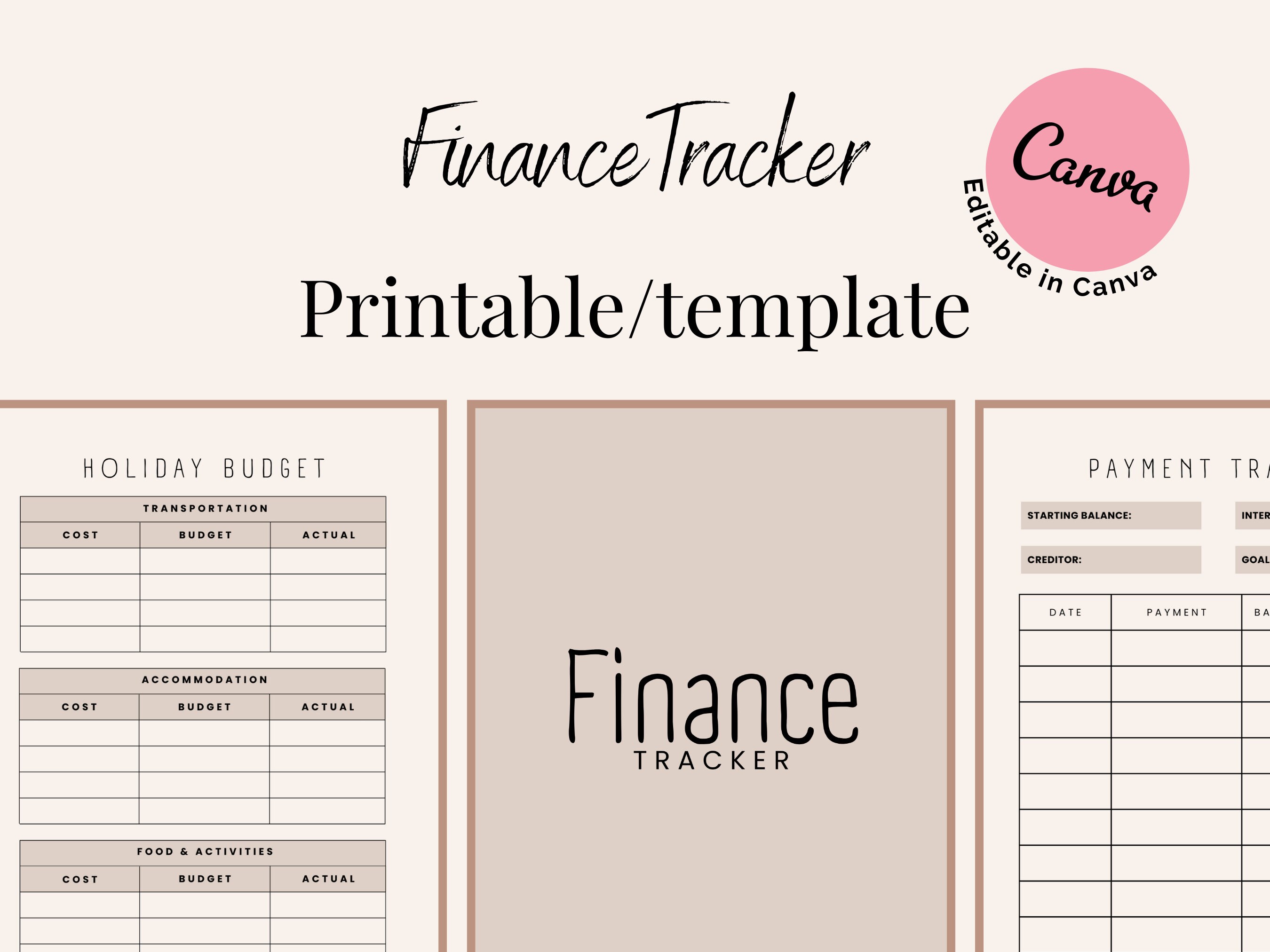 Finance Tracker, Printable Finance Tracker, Finance Tracker Template ...