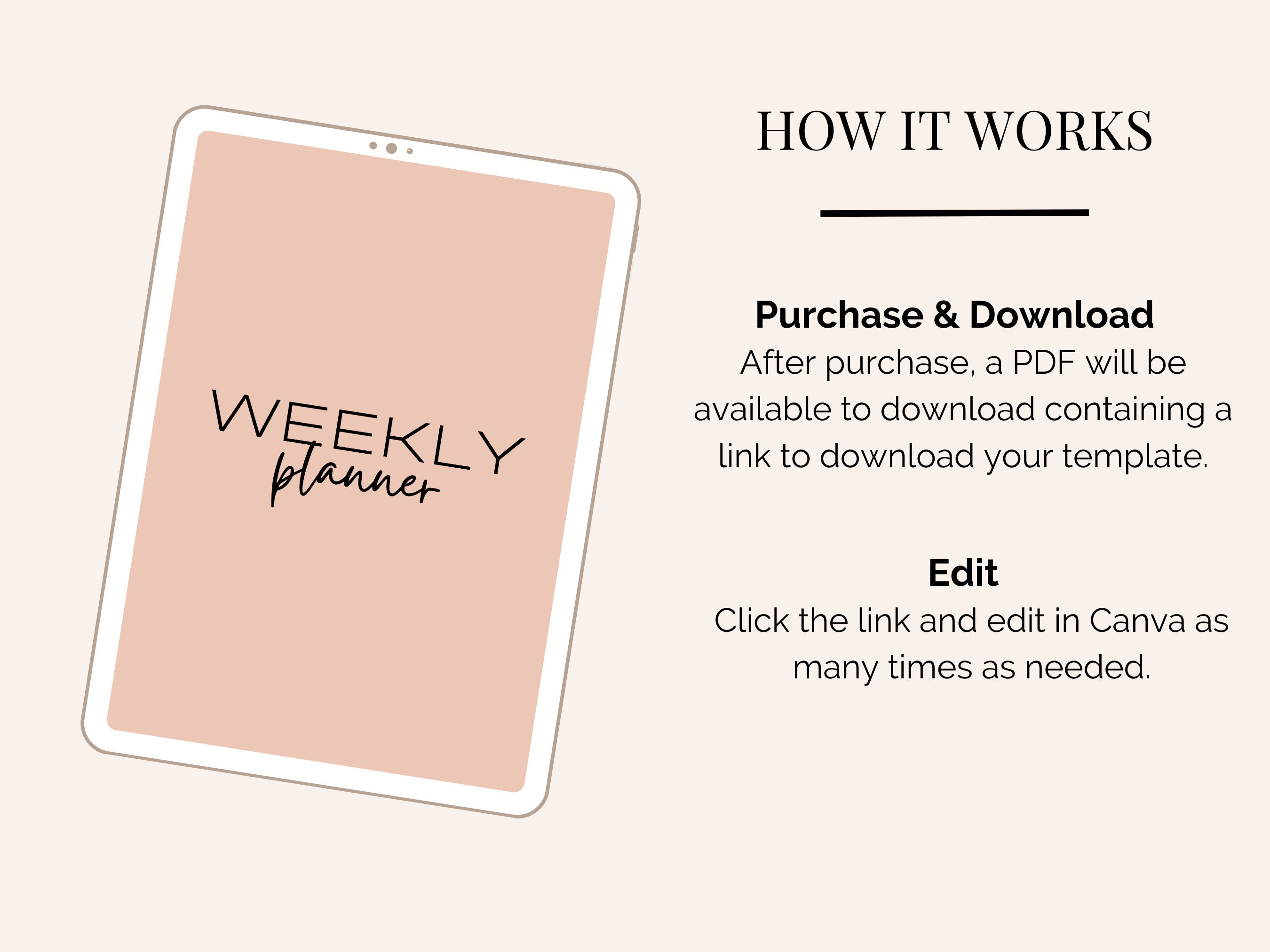 Pastel Weekly Planner Printable and Editable in Canva Week - Etsy