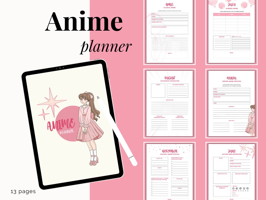 Digital Anime Planner, Pink Anime Journal, Anime Reviews, Anime ...