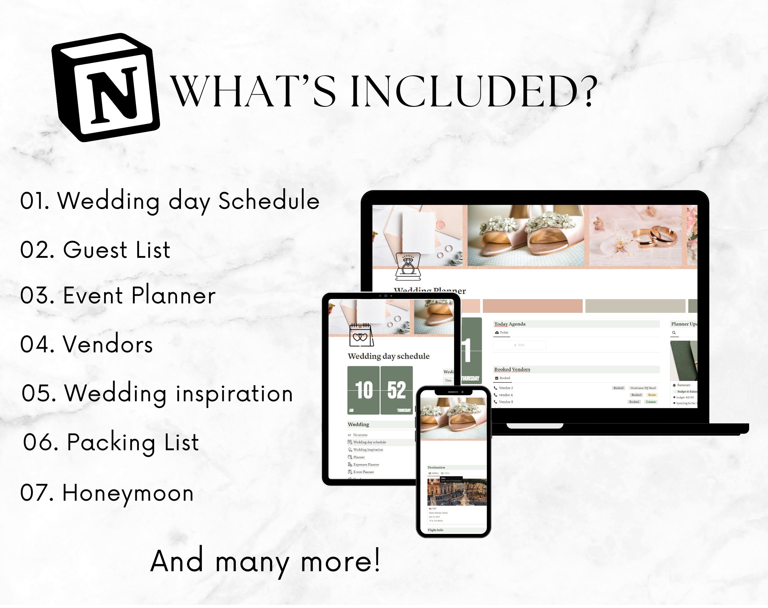 Notion Wedding Planner Dashboard, Notion Dashboard, Wedding Guide ...
