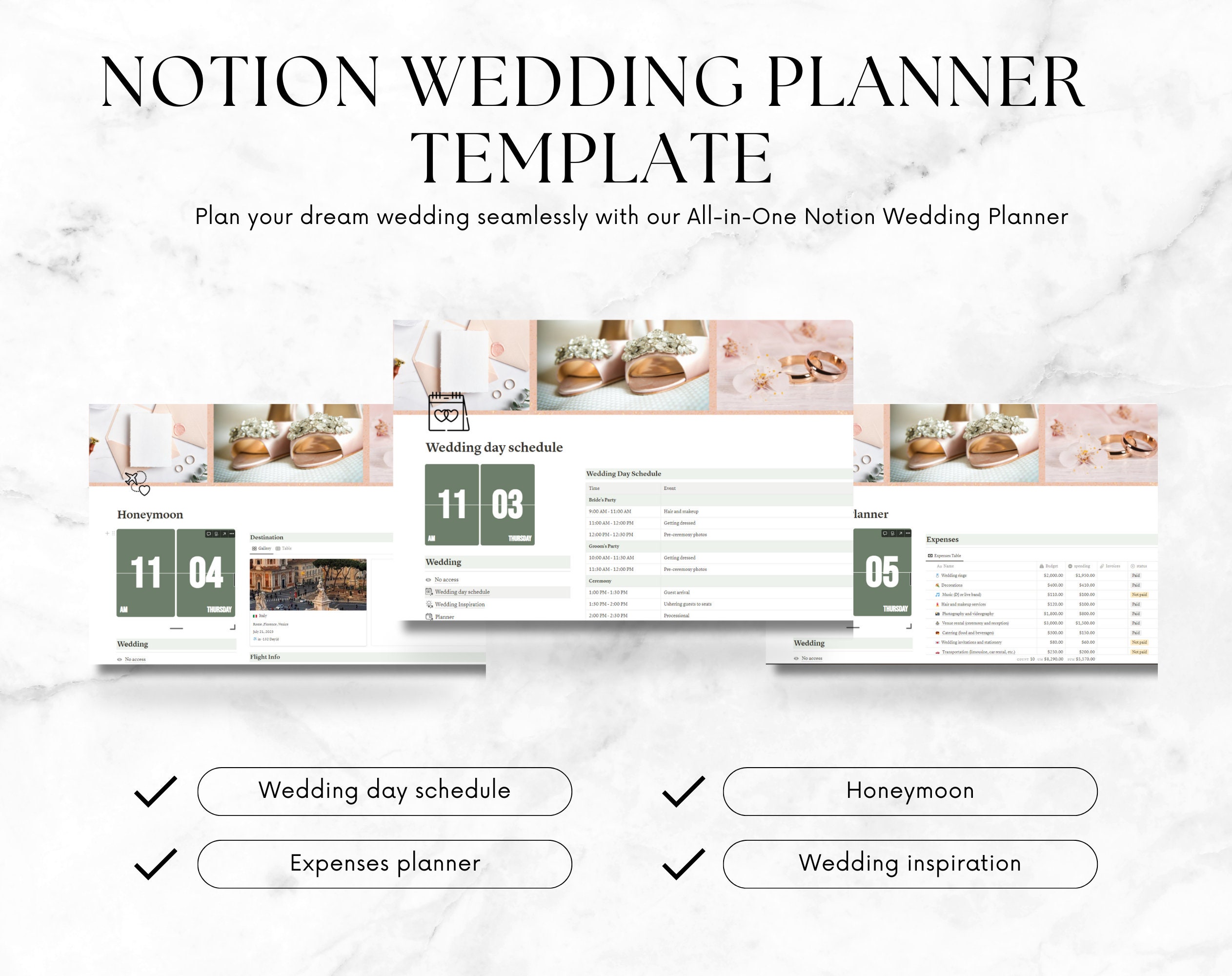 Notion Wedding Planner Dashboard, Notion Dashboard, Wedding Guide ...