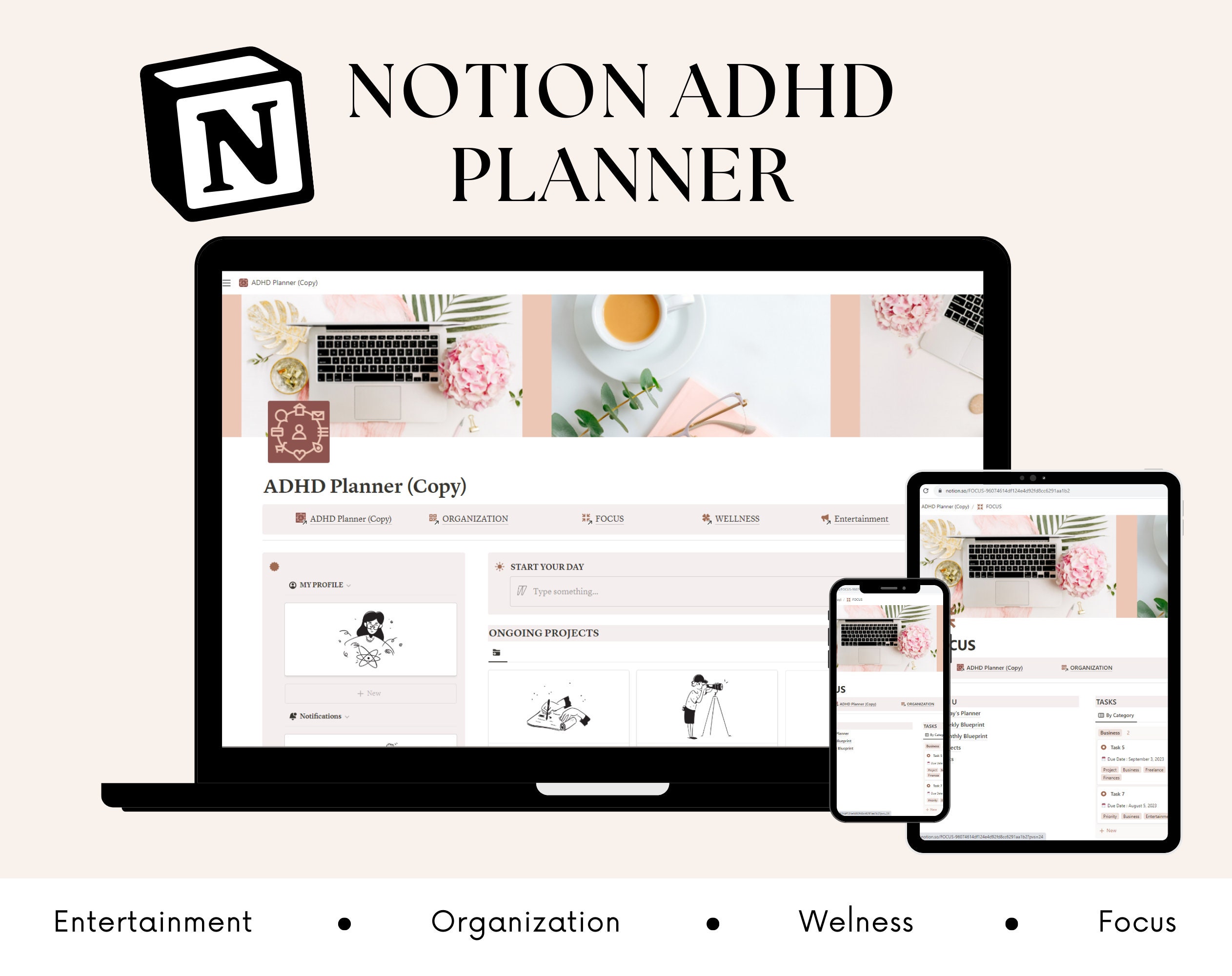 Notion Adhd Dashboard, Notion Dashboard, Notion Planner, Notion ...