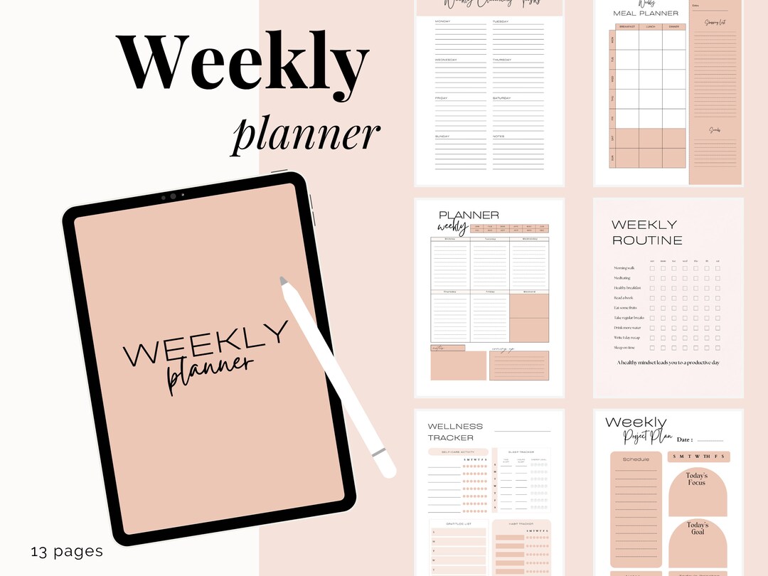 Pastel Weekly Planner Printable and Editable in Canva Week Planner Cute ...
