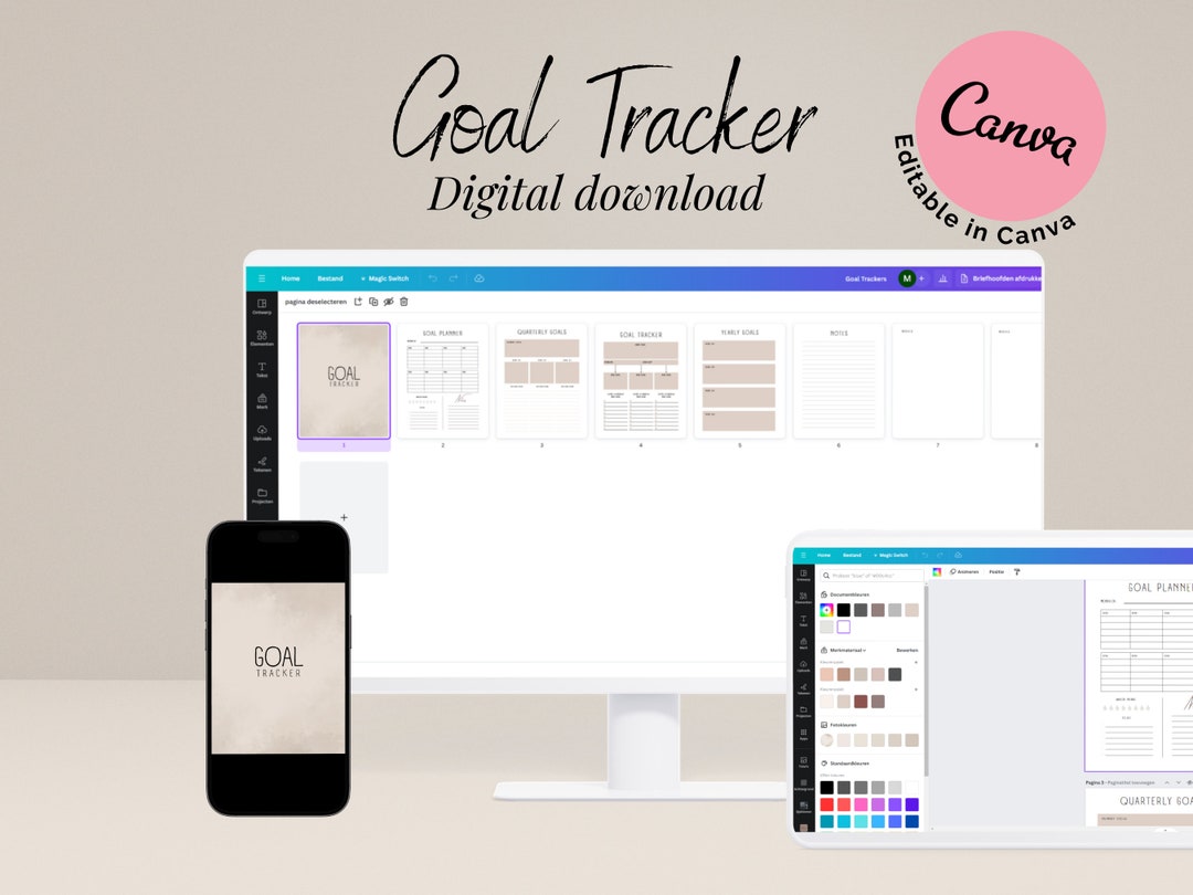 Goal Tracker, Digital Goal Tracker, Goal Planner, Daily Goal Tracker ...