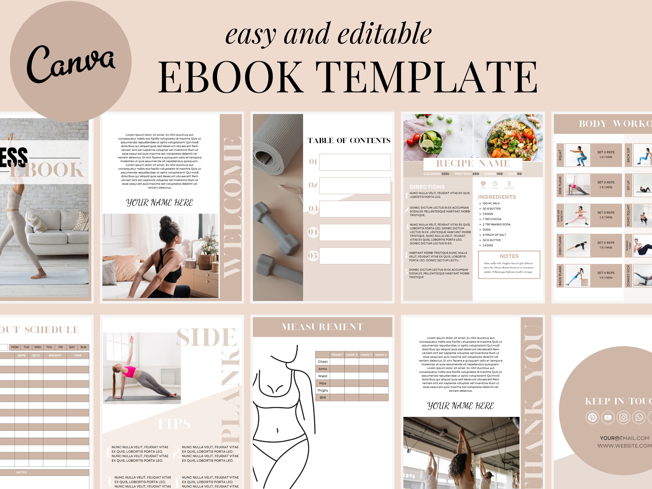 Fitness Program Template Canva Exercise Ebook Template Personal ...