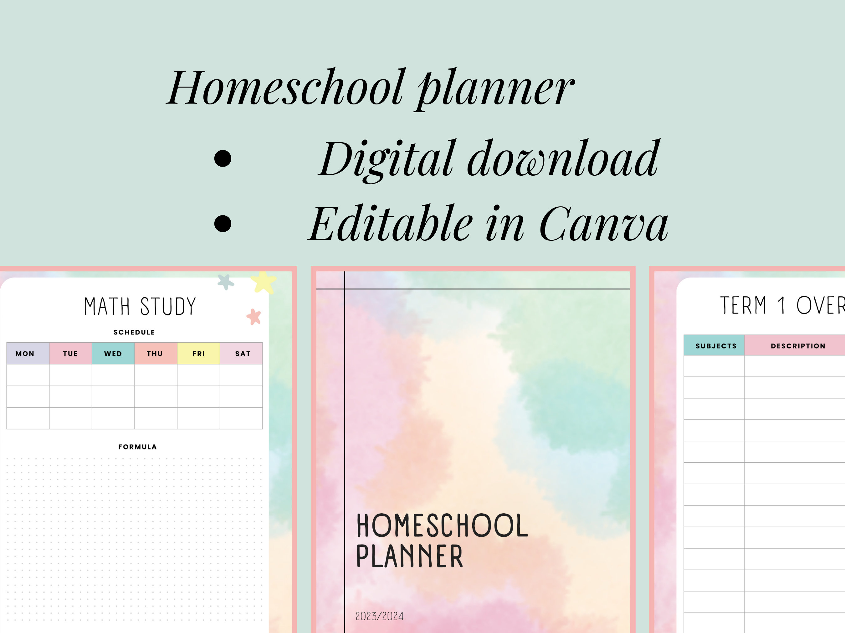 Printable Homeschool Planner | Digital Planner for Homeschool ...