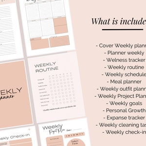 Pastel Weekly Planner Printable and Editable in Canva Week Planner Cute ...