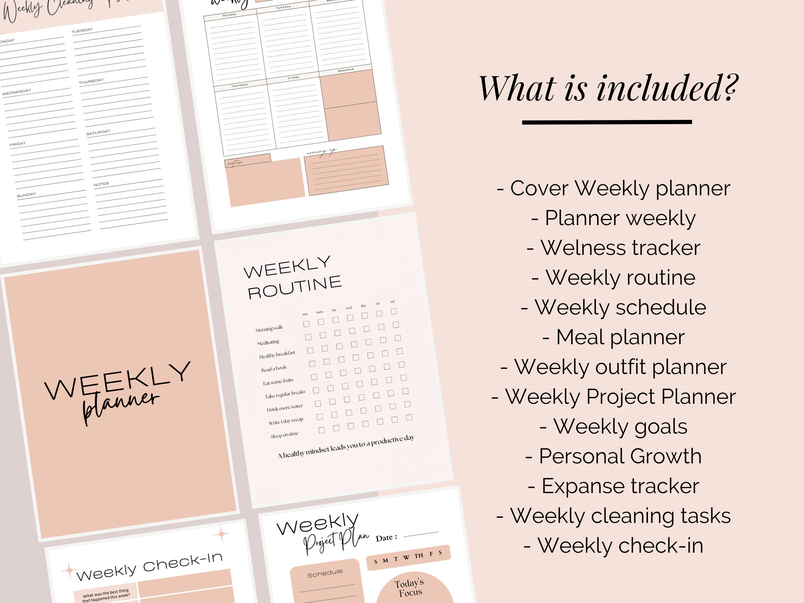Pastel Weekly Planner Printable and Editable in Canva Week Planner Cute ...