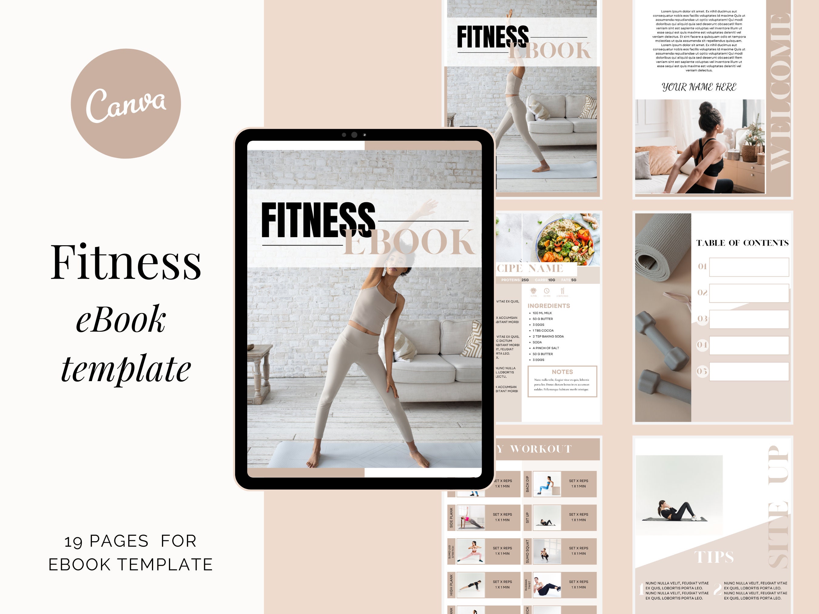 Fitness Program Template Canva Exercise Ebook Template Personal ...